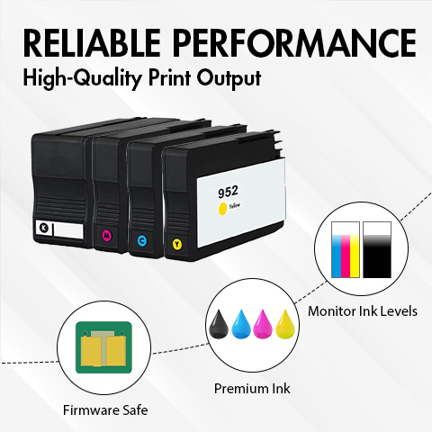 HP 952 Ink Cartridges 4-Pack Replacement - Firmware Safe