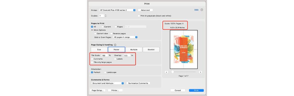 How to Print Multiple Pages to Make One Image?